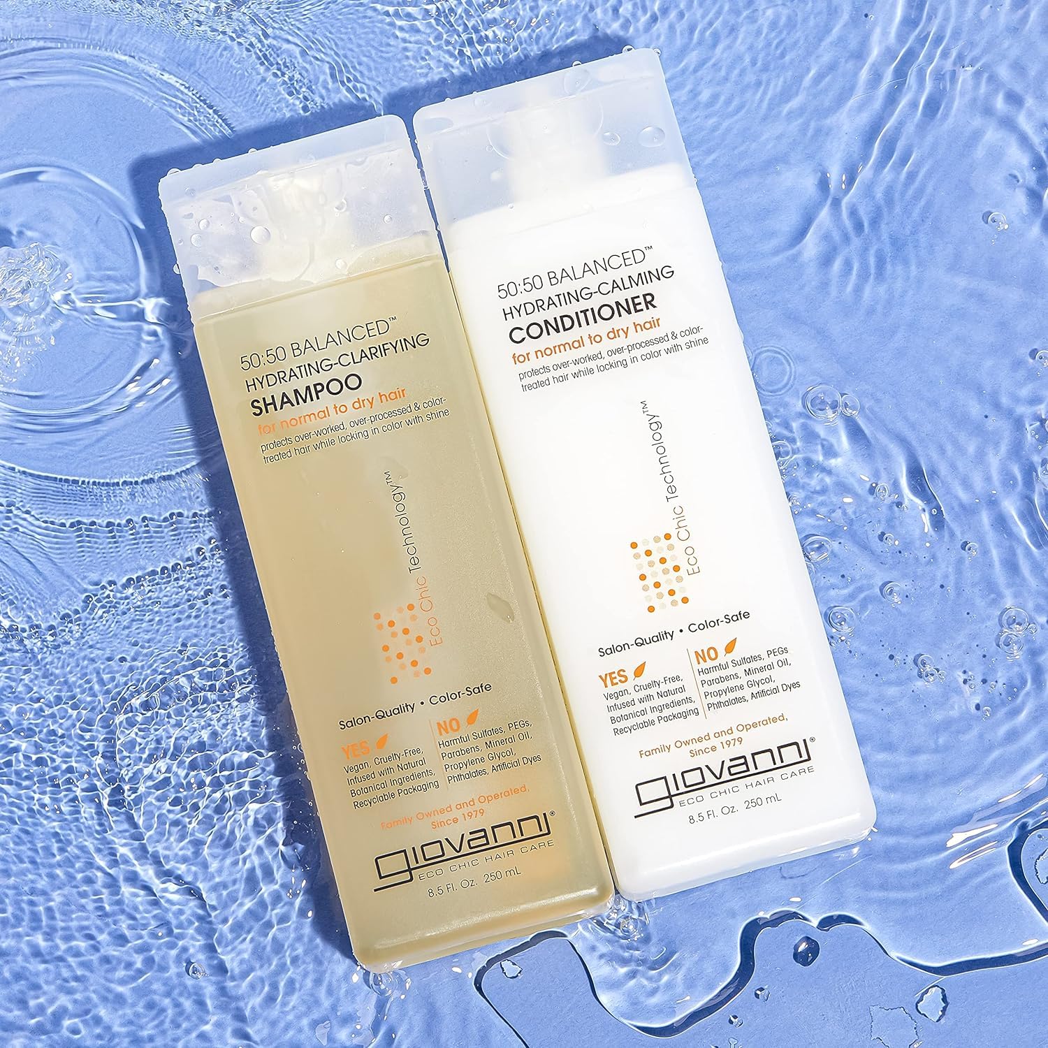 GIOVANNI ECO CHIC 50:50 Balanced Hydrating Clarifying Shampoo - Leaves Hair pH Balanced for Over-Processed Hair, Provides Moisture & Protection, Salon Quality, No Parabens, Color Safe - 128 oz