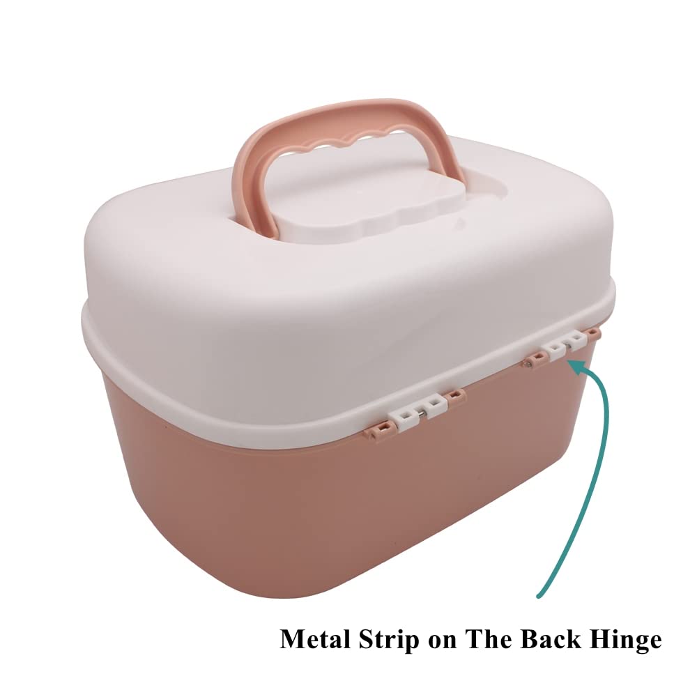 BangQiao Plastic First Aid Storage Box Container Bin with Removable Tray and Portable Handle, Family Emergency Medicine Kit Case Organizer, White&Gray