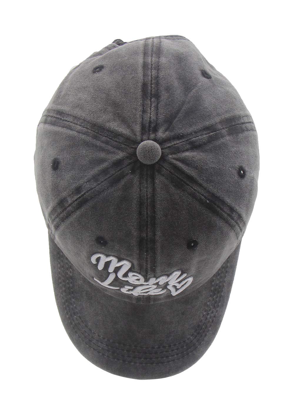 Splash Brothers Customized Mom Life Heart Embroidered Baseball Cap, Vintage Washed Distressed Adjustable Denim Hat for Women Mom Mama Grandma