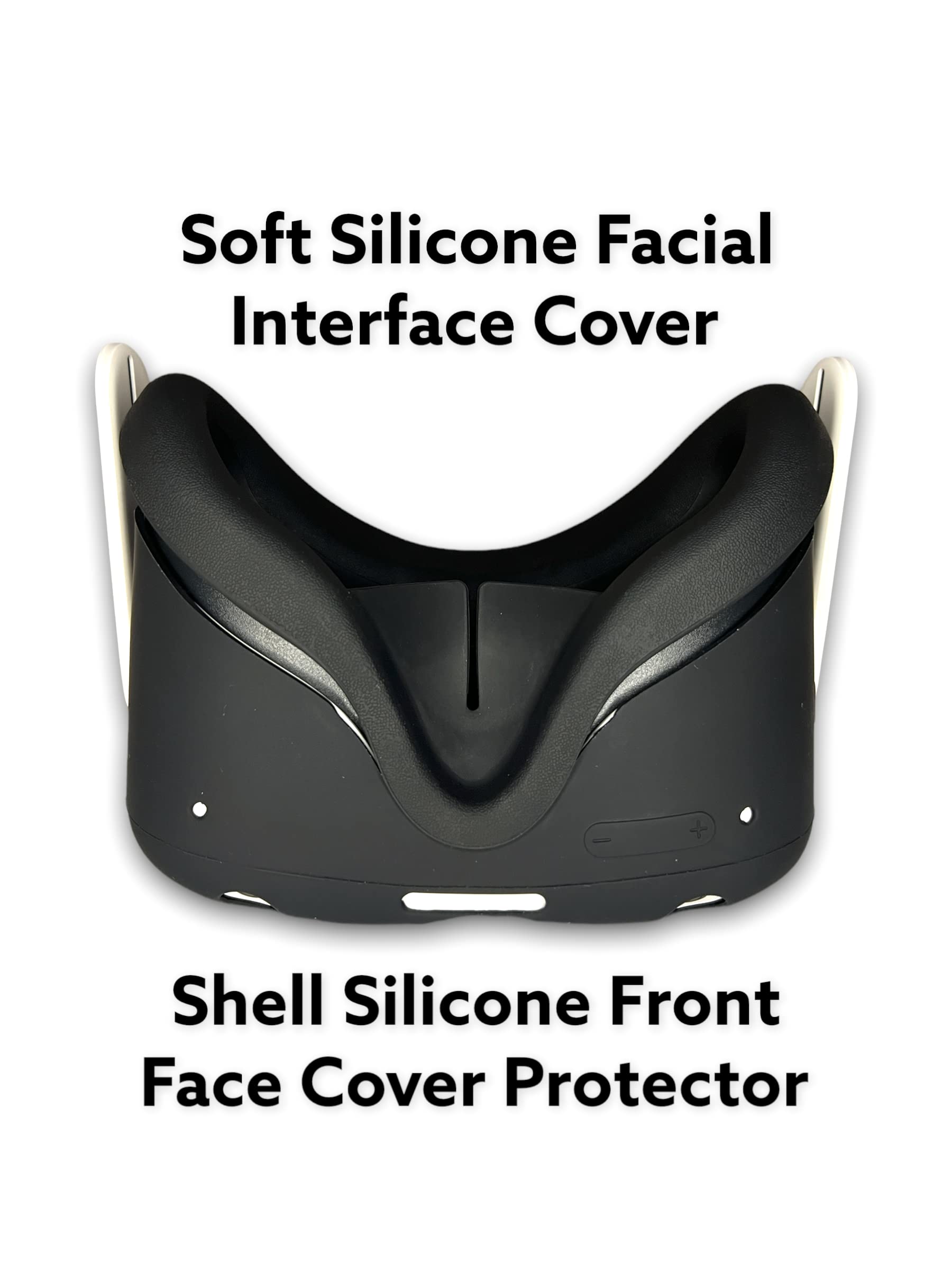 JCOS 4-in-1 Silicone Accessories for Oculus Quest 2 | Shell Front Silicone Face Cover Protector, Skin Grip Cover, Adjustable Knuckle Straps, Soft Silicone Facial Interface Cover (Black), JCOS1