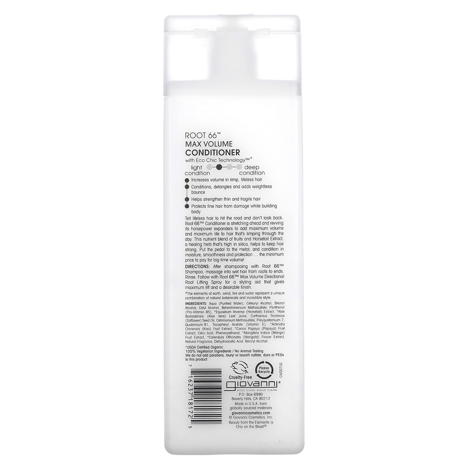 Giovanni Root 66 Max Volume Conditioner - Giovanni Conditioner, Moisture Hair Conditioner for Women & Men, Moisturizing with Natural Ingredients for Damaged Hair, Sulfate Free - 24 Fl Oz (Pack of 1)