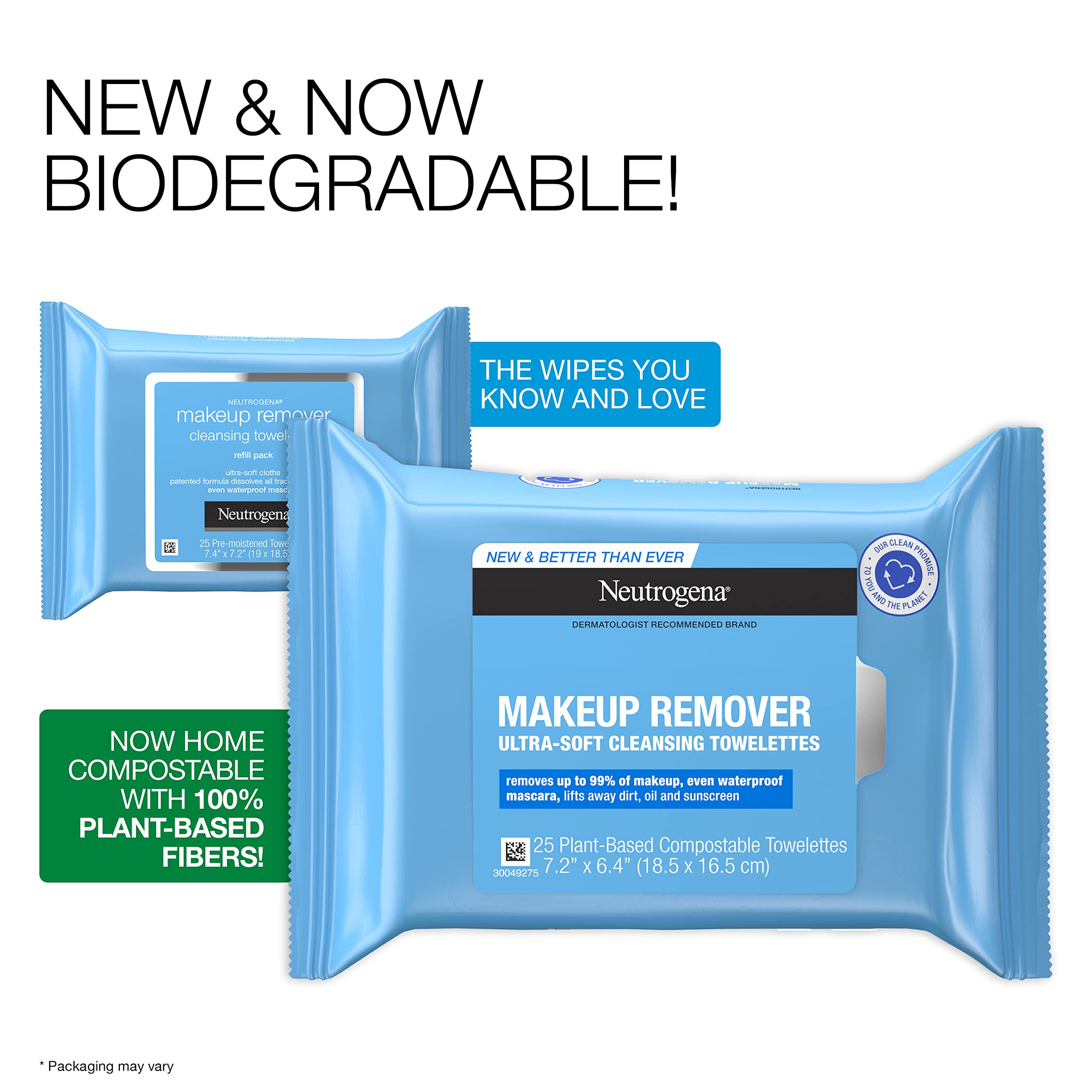 Neutrogena Makeup Remover Facial Cleansing Towelettes, Daily Face Wipes to Remove Dirt, Oil, Makeup & Waterproof Mascara, Gentle, Alcohol-Free, 25 ct