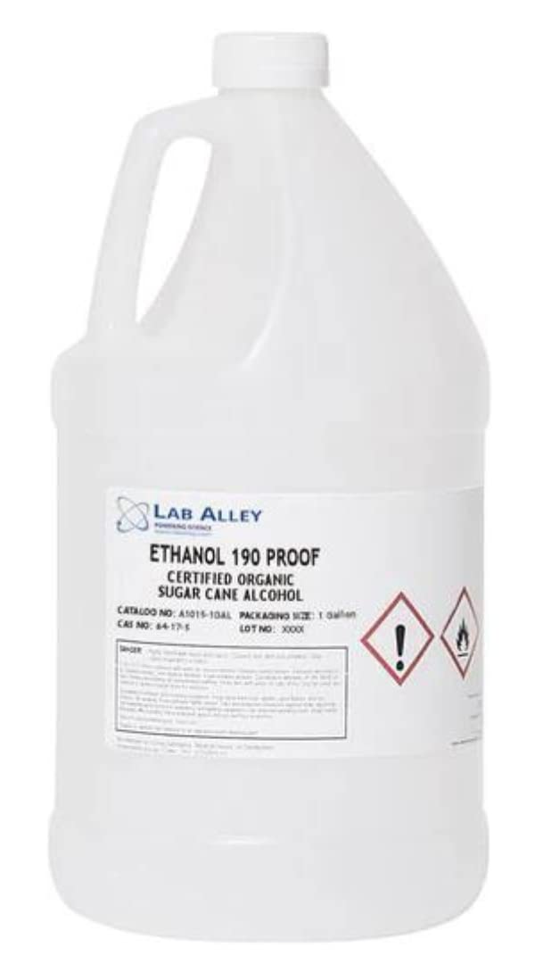Ethanol 190 Proof (95%) Organic/Vegan Sugar Cane Alcohol, FCC Food Grade-4QT(1 GAL)