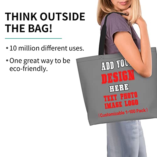 Custom Bag Personalized Bag Customized Gifts For Women Design Company Logo Name Travel Bag Shopping Shoulder Bag Custom Gift Gray Tote Bag