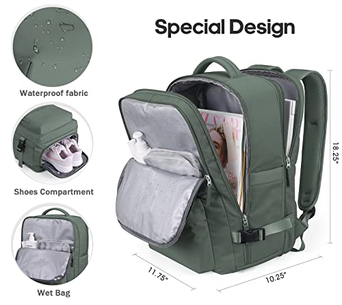 Bagsure Large Travel Backpack for Women Men, 45L Expandable Carry On Backpack, 17 Inch Laptop Backpack Waterproof College Business, Flight Approved