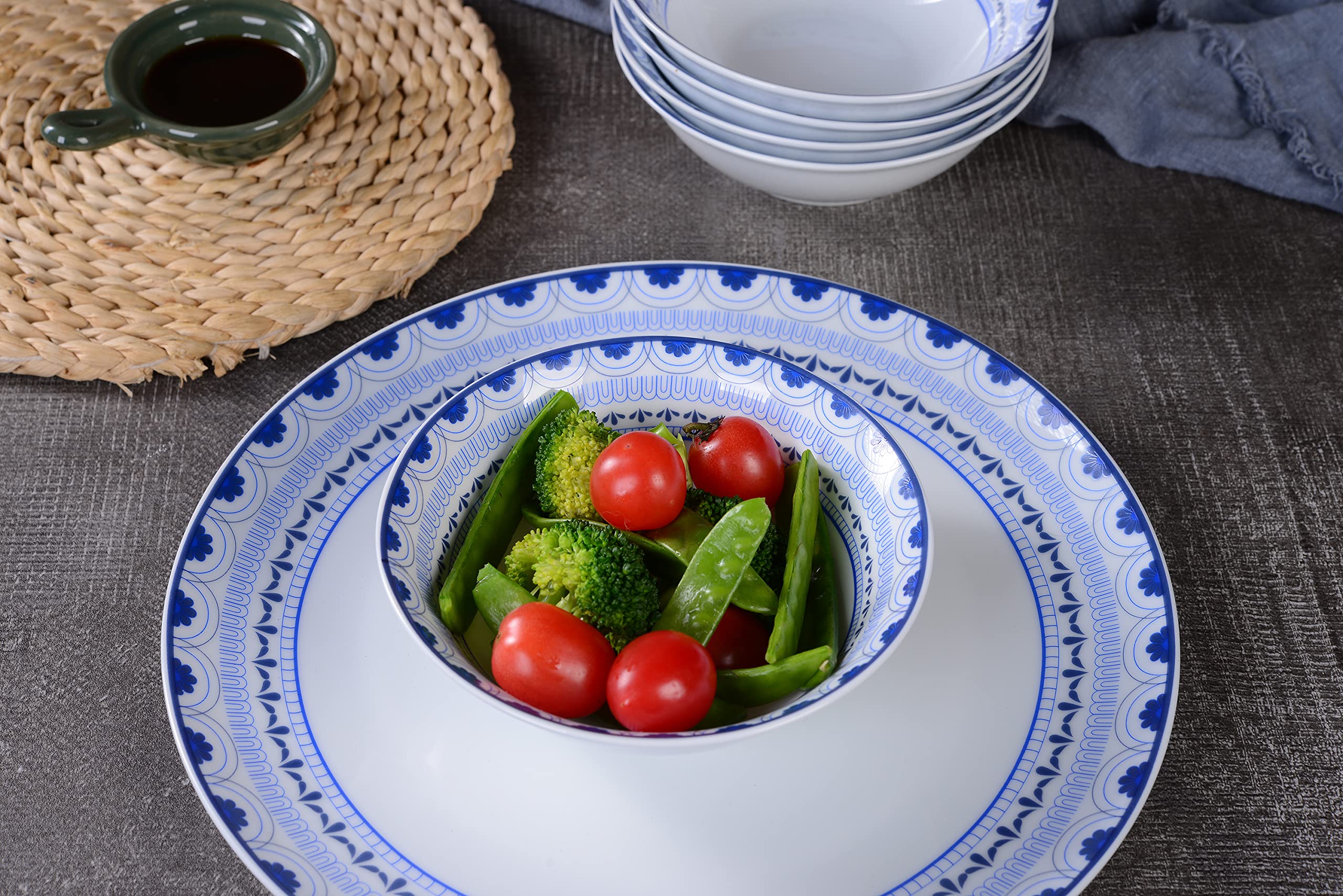 Braque Ceramic Bowls For Kitchen, 13oz- Set of 6 Porcelain Bowl- For Cereal, Salad, Pasta, Soup, Dessert, Serving-Dishwasher, Microwave & Oven Safe, Chip Resistant-For Breakfast, Lunch & Dinner-Orchid