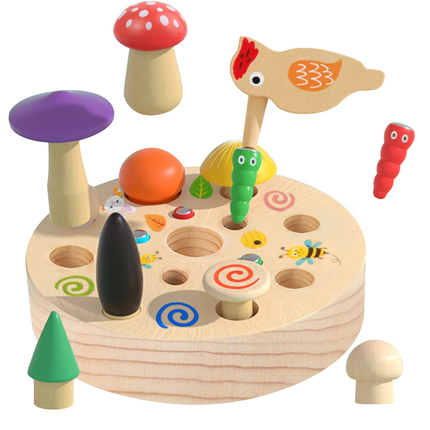 Uncle Nick Montessori Toy for Toddler fine Motor Skill Toys for 3 Year Old Girls Boys Birthday Gifts Wooden Shape sorter Toys for Baby Magnetic Game Early Educational Learning Toys for Preschool