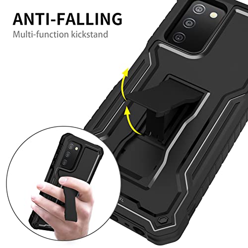 DUOPAL for Samsung Galaxy A03s 5G Case, Military Grade Protection Shockproof Case with Tempered Glass HD Screen Protector and Kickstand Compatible with Samsung A03s 5G Phone 6.5 inch (Black)