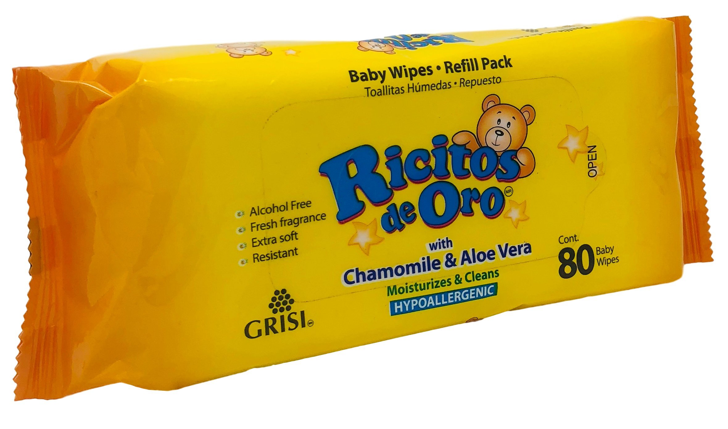 Ricitos de Oro Baby Wipes Baby Wipes with Chamomile Extract and Aloe Vera 80 cont.