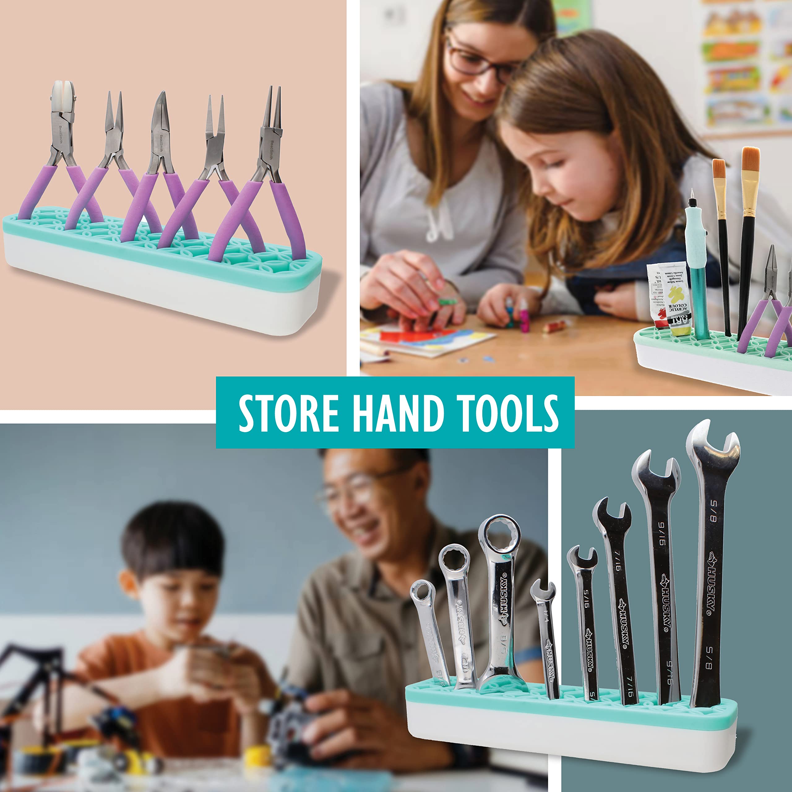 The Beadsmith Keeper Crafter Silicone Holder β Flexible Dividers Accommodate Makeup & Beauty Supplies, Sewing, Art & Paint Brushes, Jewelry Making Tools, Desk/Office Storage