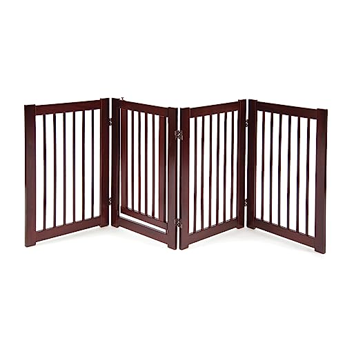 Primetime Petz 360 Configurable Dog Gate with Door โ Indoor Freestanding Walk Through Wood Pet Gate,Walnut