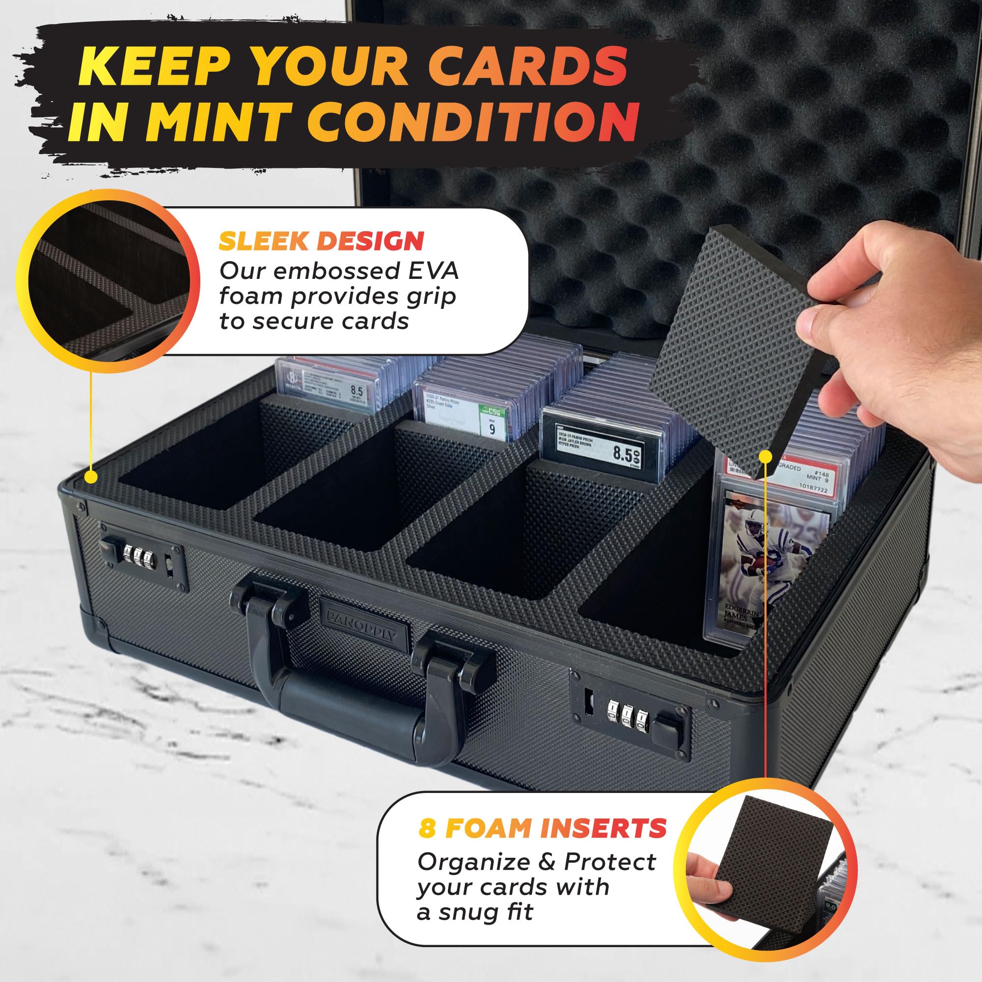 Panopply SLAB ARMOR 160+ 4 Row Psa Graded Card Storage Box Graded Card Case Psa Slab Case for Graded Cards Psa Card Case Baseball Card Cases for Sports Cards Storage Sports Card Case (BLACK)