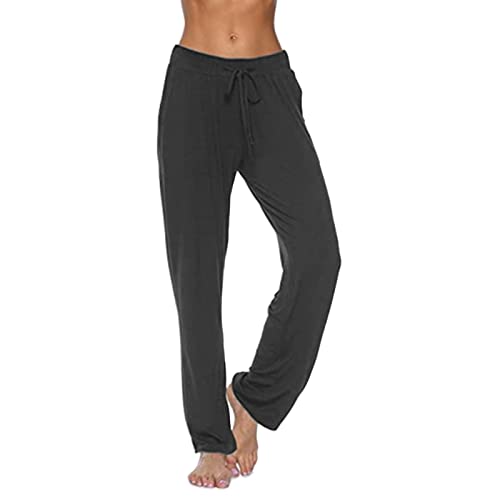 DUOWEI Pants for Women Casual Plus Size Wide Leg Pants for Women Paper Bag High Waisted Drawstring Pants for Winter for Women Grey
