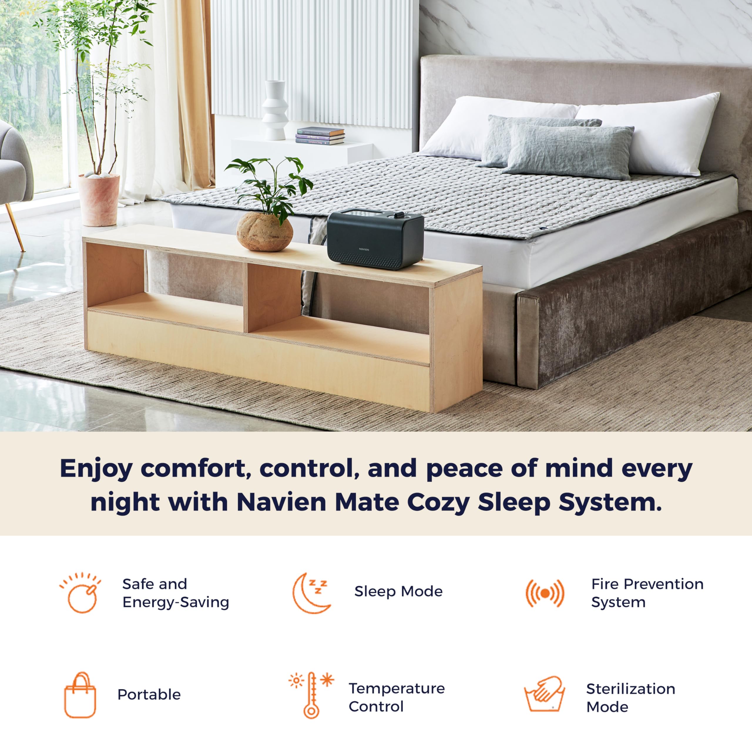 Navien Mate EQM 582, King – EMF-Free Water Heated Mattress Pad Warmer – Dual Temperature Control – WiFi Enabled & Eco-Friendly – Helps Soothe & Relieve Stress, Muscle Soreness, & Tension