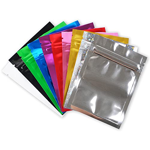 Wankko 100 Pcs Premium Smell Proof Double-Sided Color Mylar Foil Flat Heat Sealable Sample Ziplock Bag 7.5x10cm