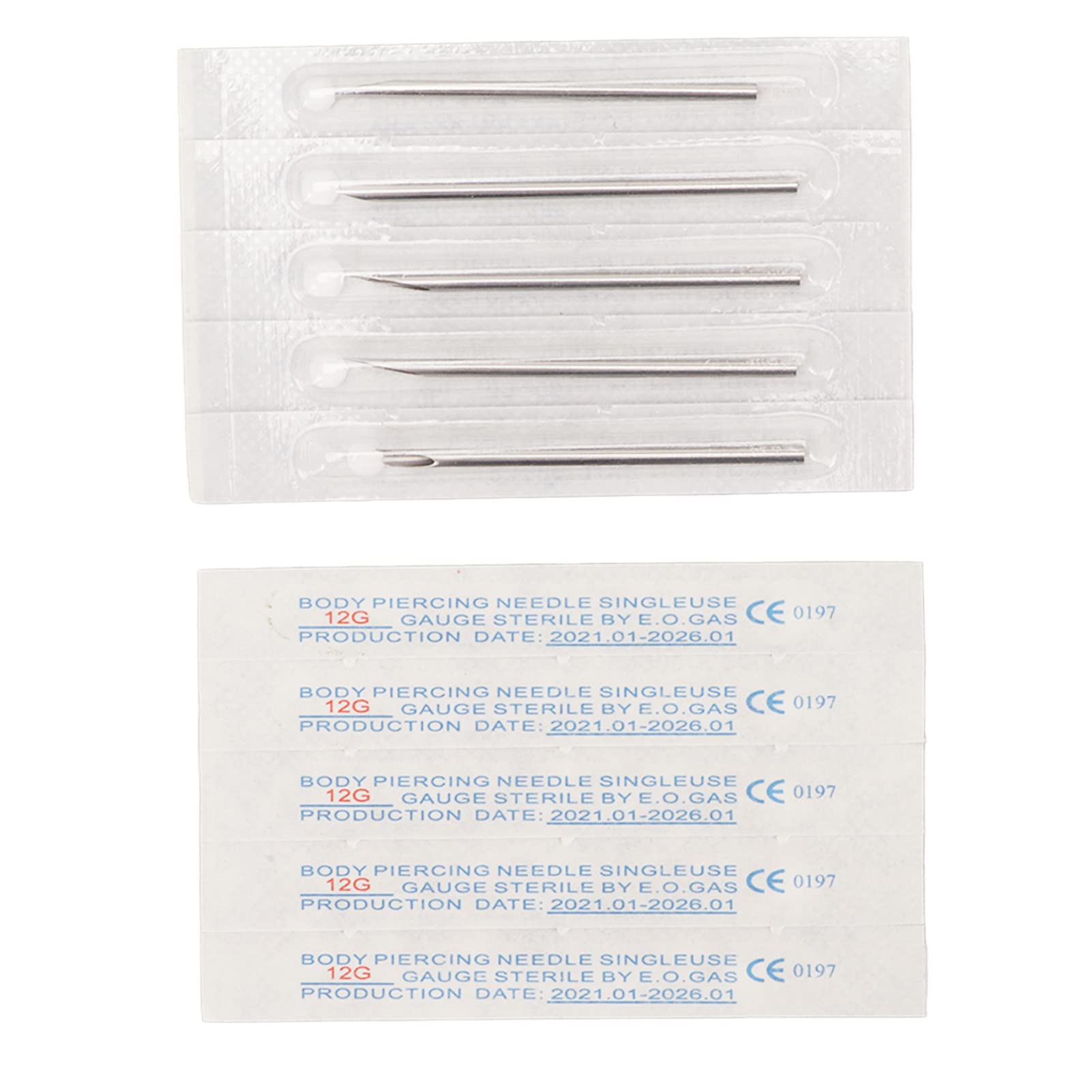 Body Pierce Needles, 12G Supplies 100pcs Sponge Head Pierce Needle for Nose