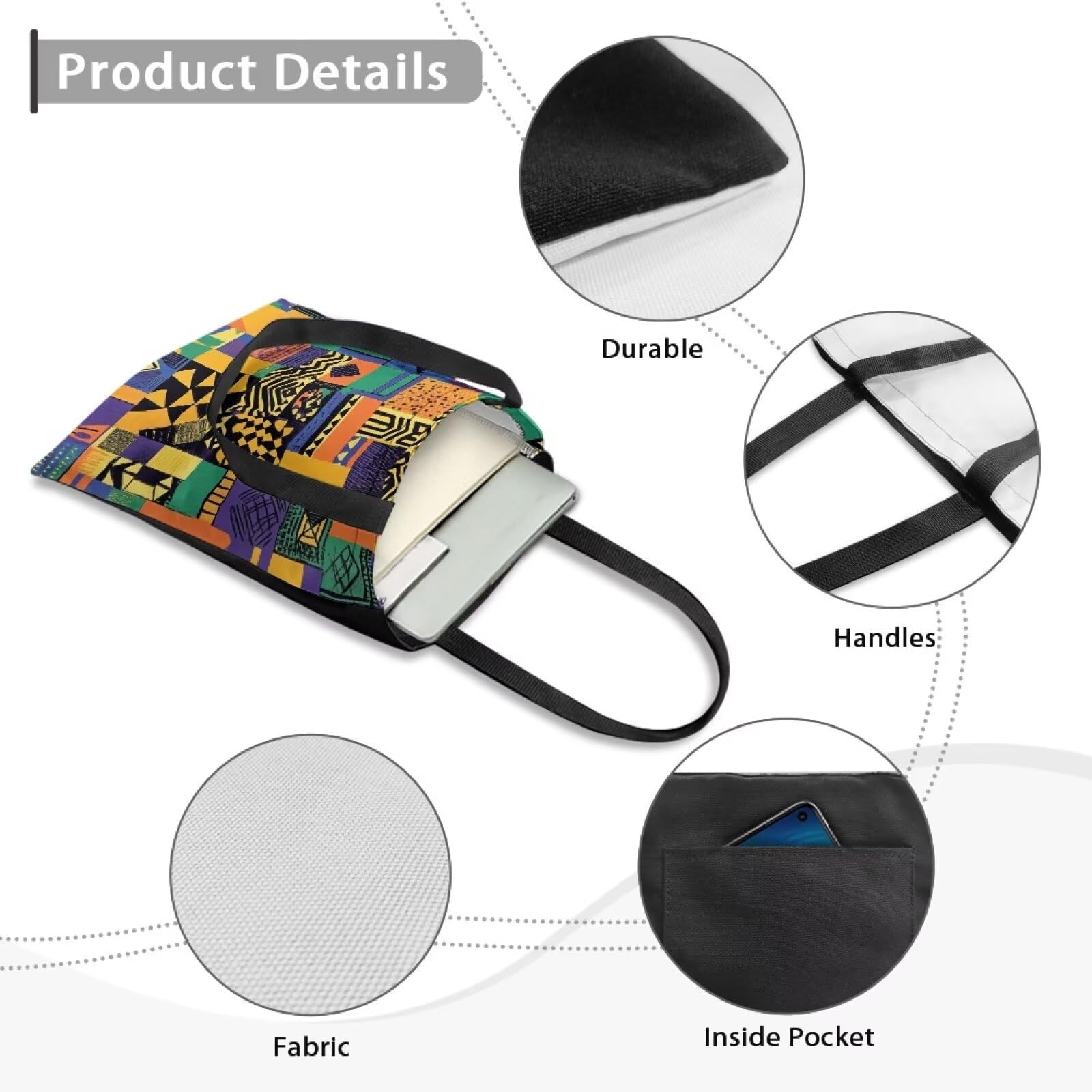 FOR U DESIGNS Teens Canvas Shopping Tote Bag African Tribal Style Printed Shoulder Bags