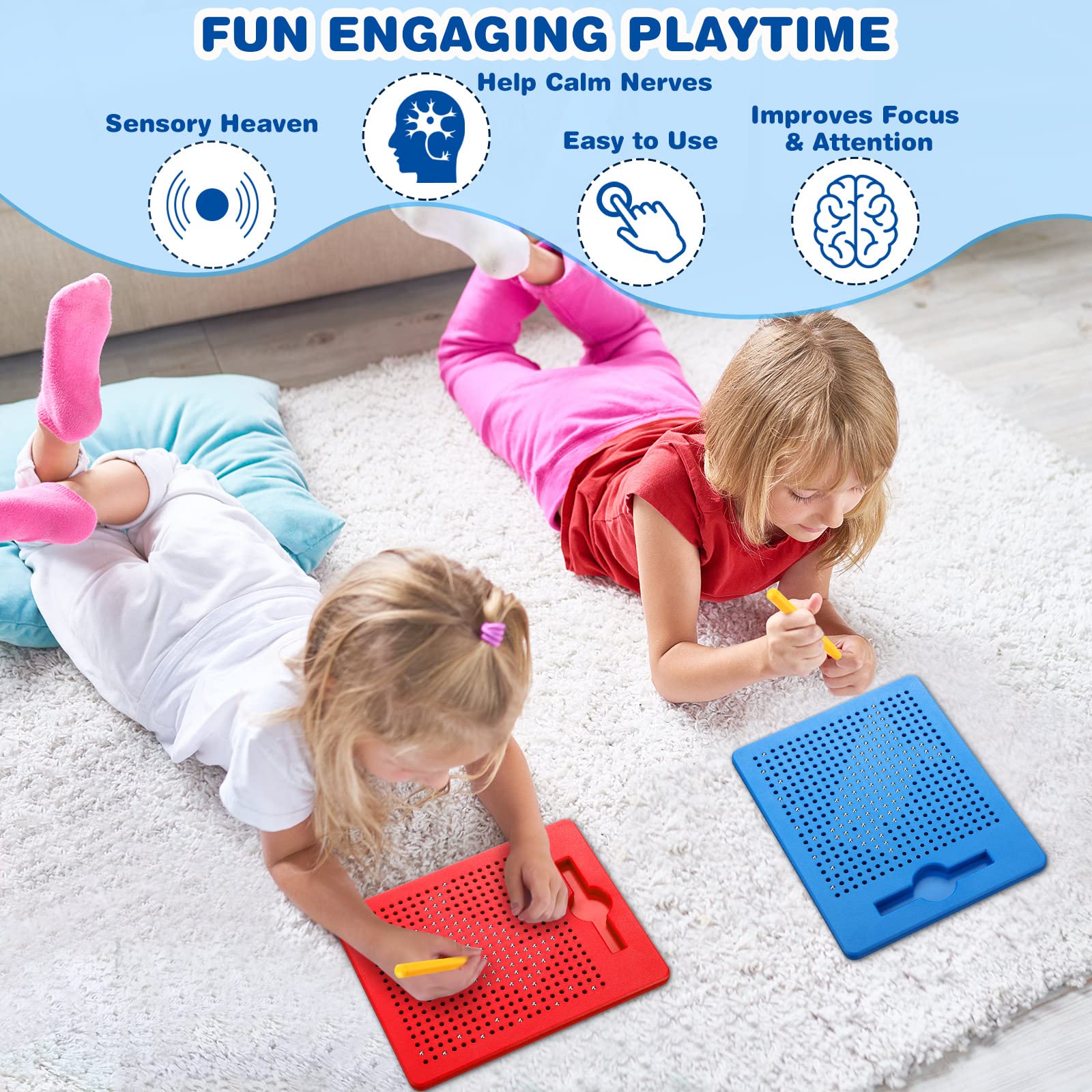 Yexiya 3 Packs Magnetic Drawing Board for Kids with Magnet Pen and Beads Magnetic Tablet Toy Learning Writing Board for Airplane & Car Ride Activities for Kids