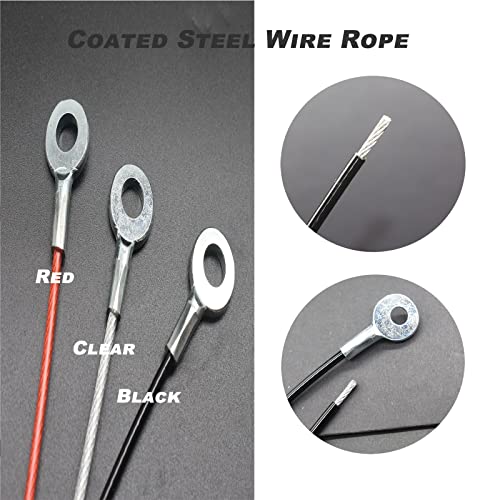 Bytiyar 10 pcs 10 inch (25cm) 3mm Thickness Galvanized Steel Wire Cable Eyelets Ended Short Rope Lanyard Safety Tether Chain Lock with Vinyl Coated Cover Black