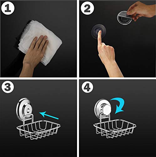 ARCCI Bar Soap Holder for Shower Wall, Stainless Steel Strong Vacuum Suction Cup Shower Soap Dish, Rustproof Wall Mouted Square Soap Sponge Holder Tray for Bathroom & Kitchen Sink