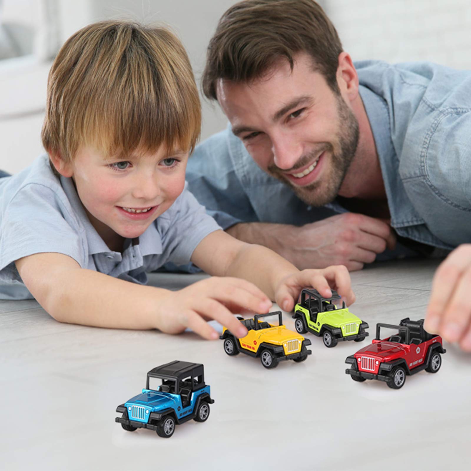 kramow Cars Toys Pull Back Vehicles, Model Vehicles Toy for Baby Toddler Boys Girls, 4 Pieces Pack