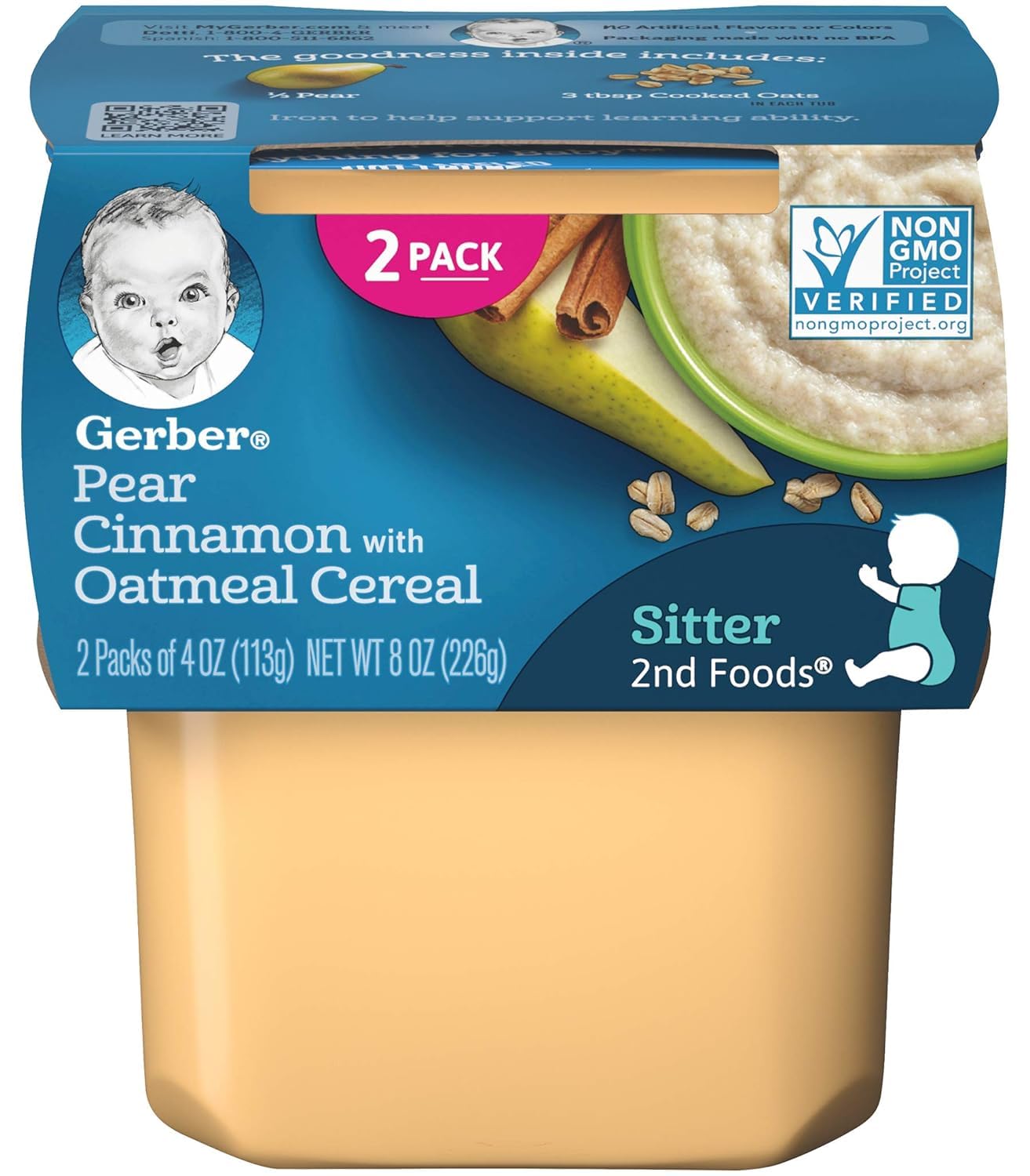 Gerber Baby Food, 2nd Foods, Pear Cinnamon with Cereal 8 Ounce (Pack of 8)