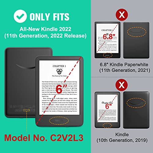 Fintie Stand Case for 6" All-New Kindle (2022 Release) - PU Leather Cover with Card Slot & Hand Strap for Kindle 2022 11th Generation Model No. C2V2L3 (NOT fit Paperwhite or Oasis), Lilac Marble