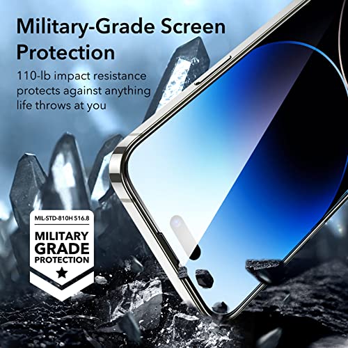 ESR Tempered Glass Screen Protector for iPhone 14 Pro (Armorite), Easy Installation Frame, Military-Grade Protection, Ultra Tough, Scratch Resistant, 2 Pack