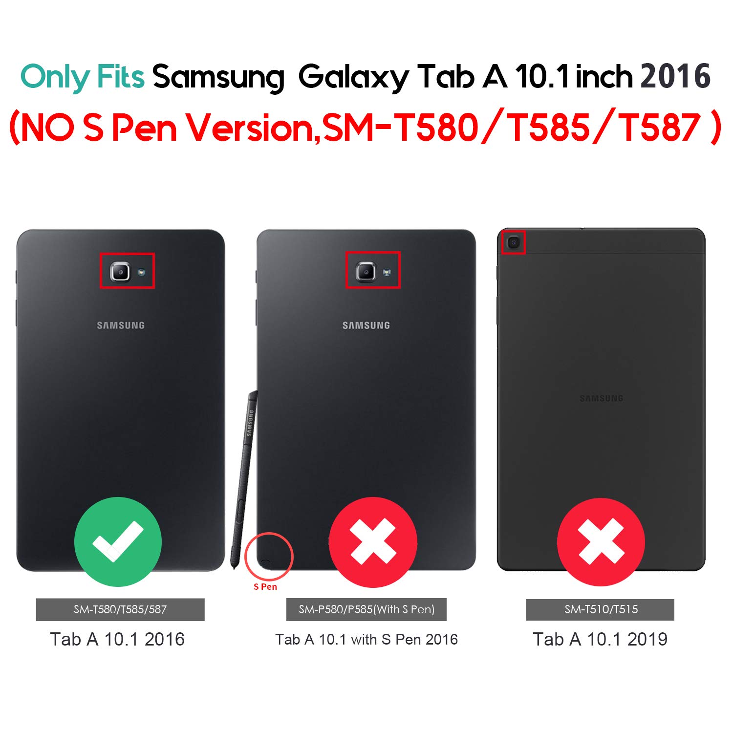 ProCase Leather Case for Galaxy Tab A 10.1-inch 2016 (SM-T580 T585 T587), Stand Folio Cover for Galaxy Tab A 10.1" Tablet (NO S Pen Version) with Multiple Viewing Angles Card Pocket -Black
