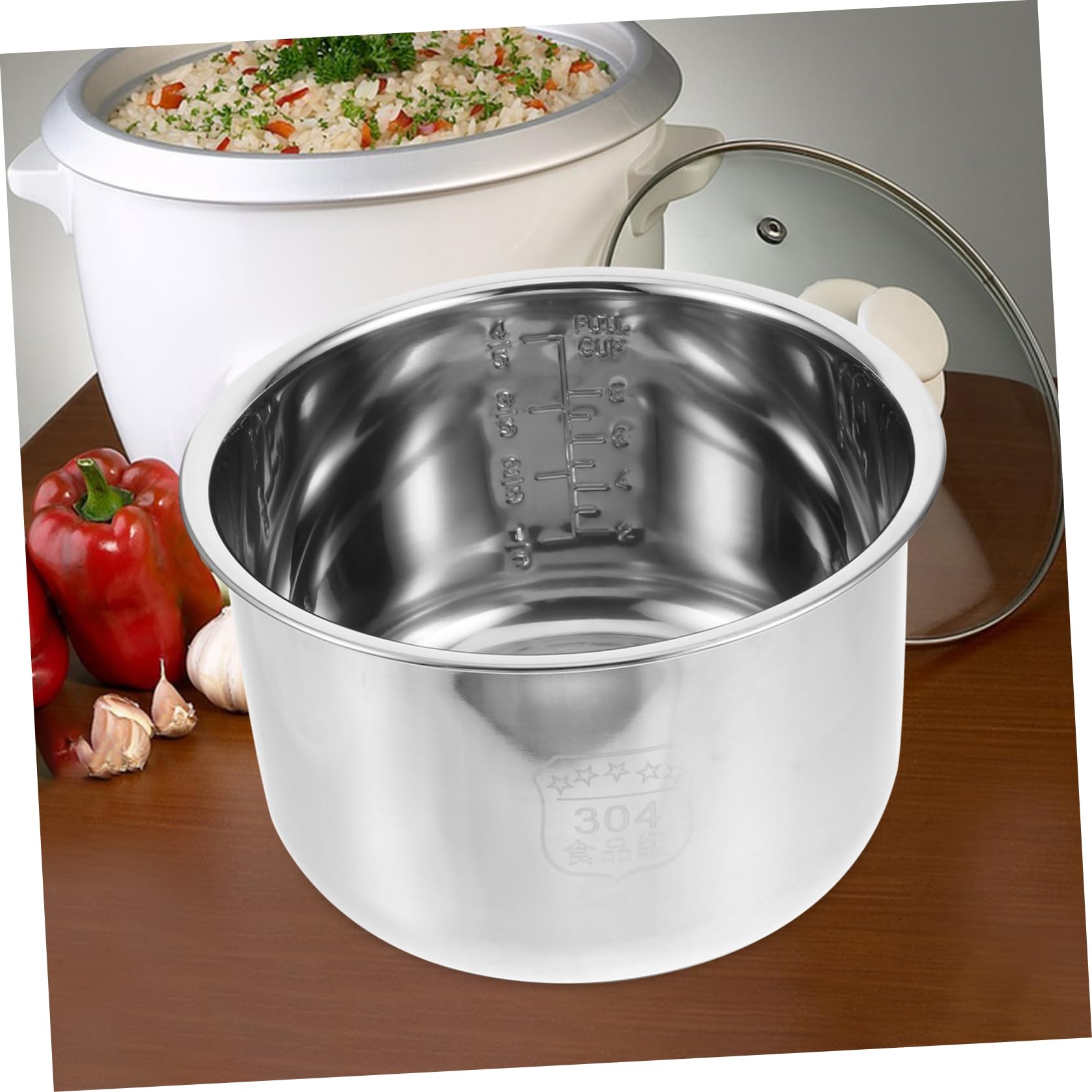 Mikinona Household Electric Cooker Inner Pot Stainless Steel Replacement Pot for Rice Cookers and Pressure Cookers Sturdy and Practical Accessory for Cooking and Meal Prep