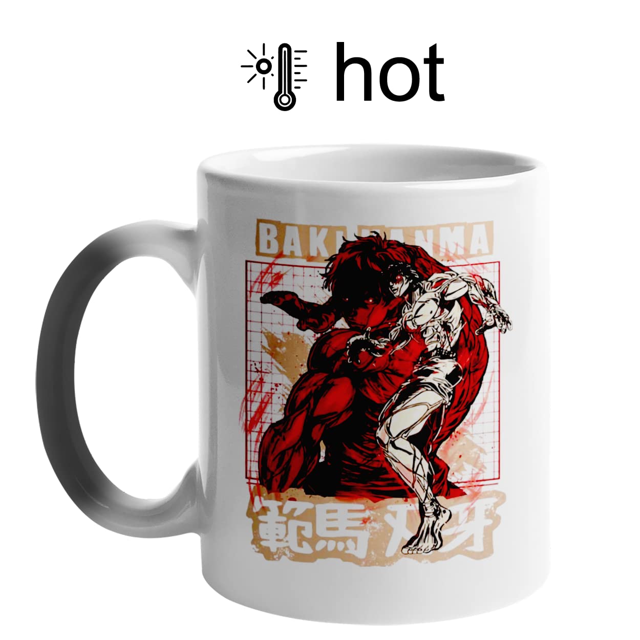 Baki Hanma Anime Magic Mug, Heat Sensitive Color Changing Reveal Cup 11oz