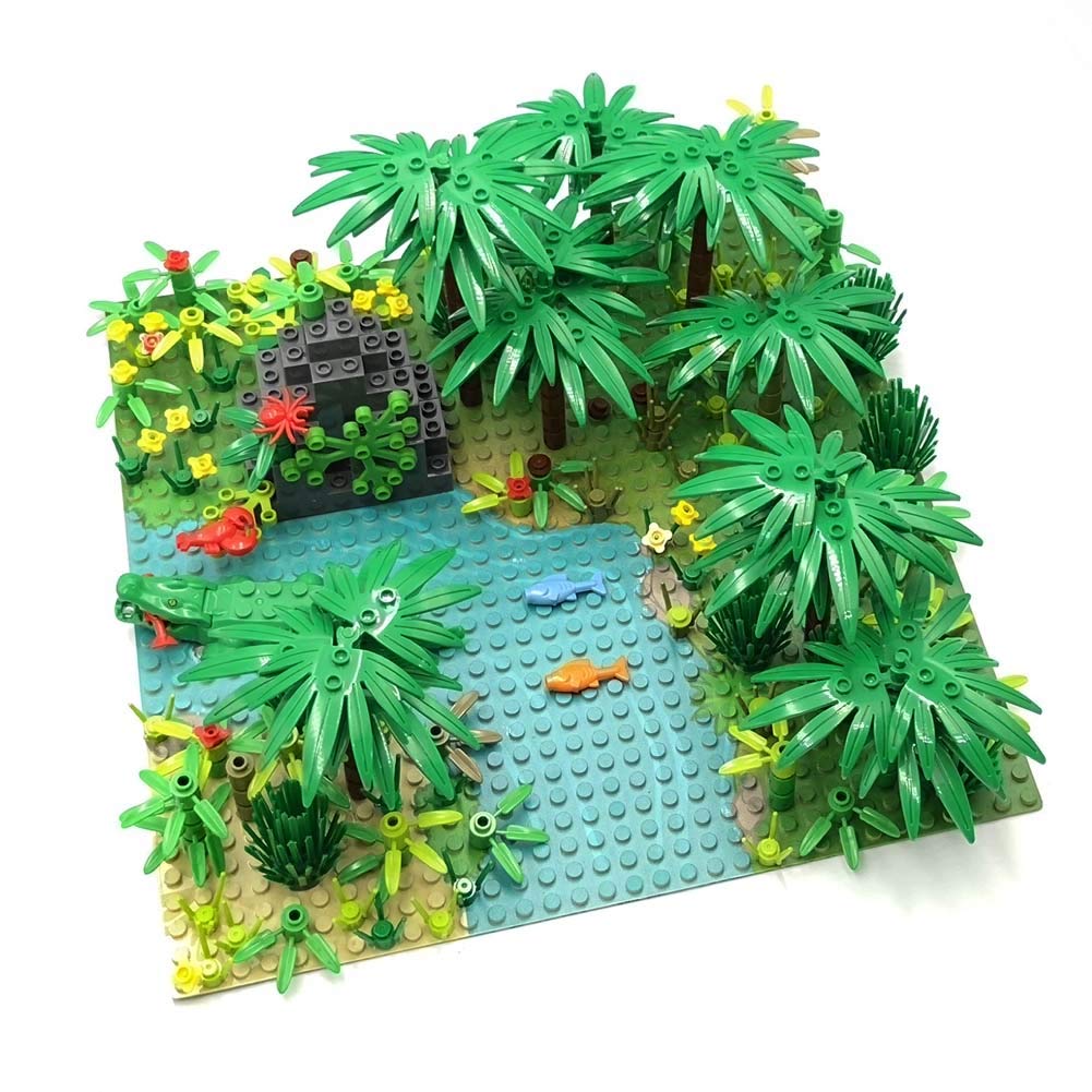 Forest Garden Building Sets Parts,Plants Trees Flowers Scenery Accessories Animals Building Bricks Toy Set for Boys Girls Kids 6+ Gifts(2 Pieces 10" Base Plates)