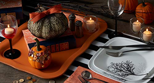Corelle Vitrelle 18-Piece Service for 6 Dinnerware Set, Triple Layer Glass and Chip Resistant, Lightweight Square Plates and Bowls Set, Timber Shadows