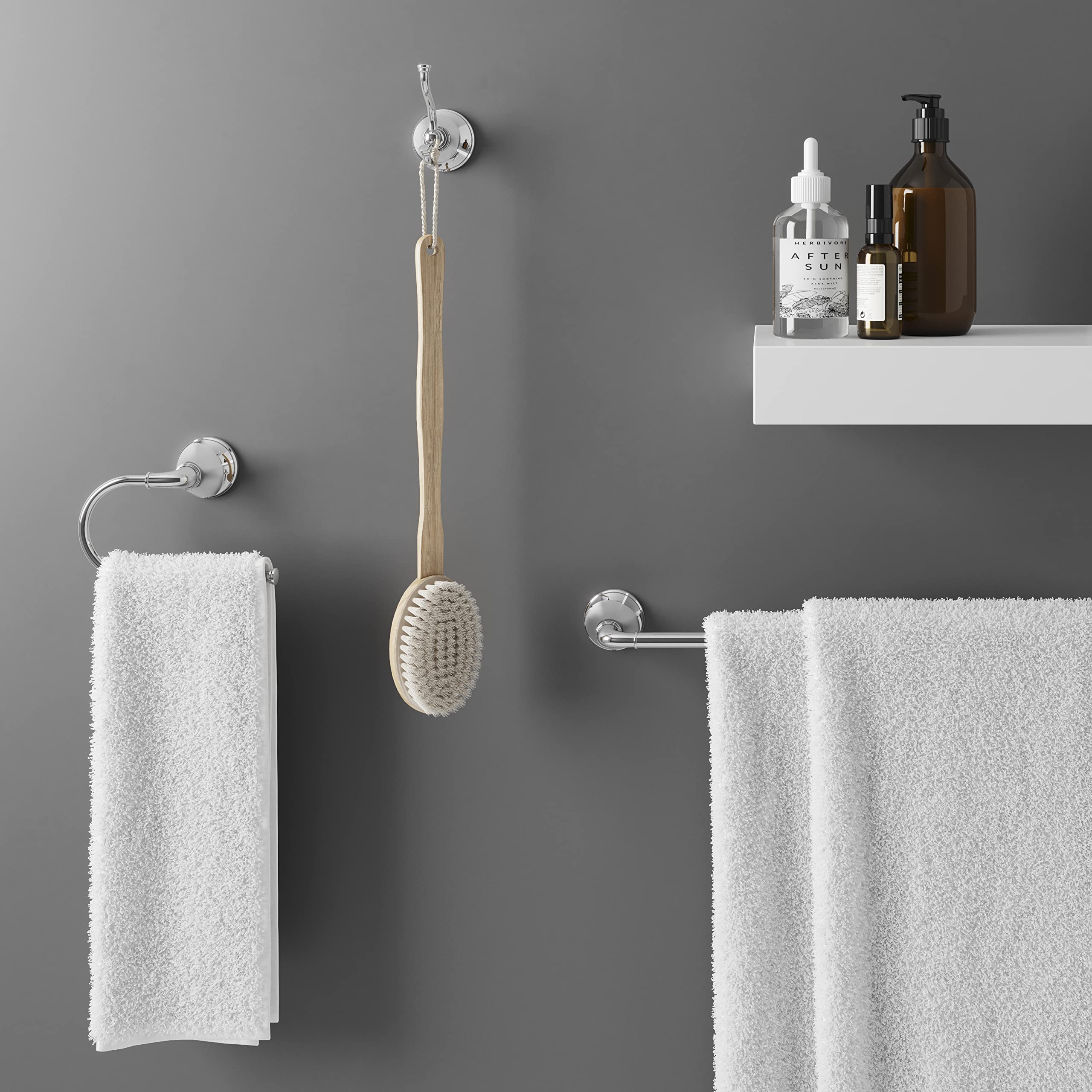 Pfister Visalia Towel Hook, Bathroom Towel Hook, Wall-Mounted, Screw-In, Polished Chrome Finish, BRHVSL0C