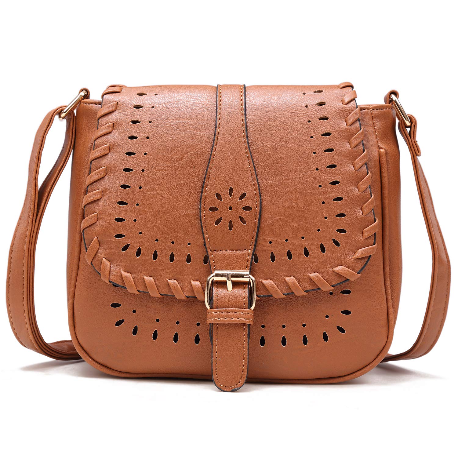 forestfish Ladies' Vintage Hollow Crossbody Bag Shoulder Bag Purse with Adjustable Shoulder Strape, Brown