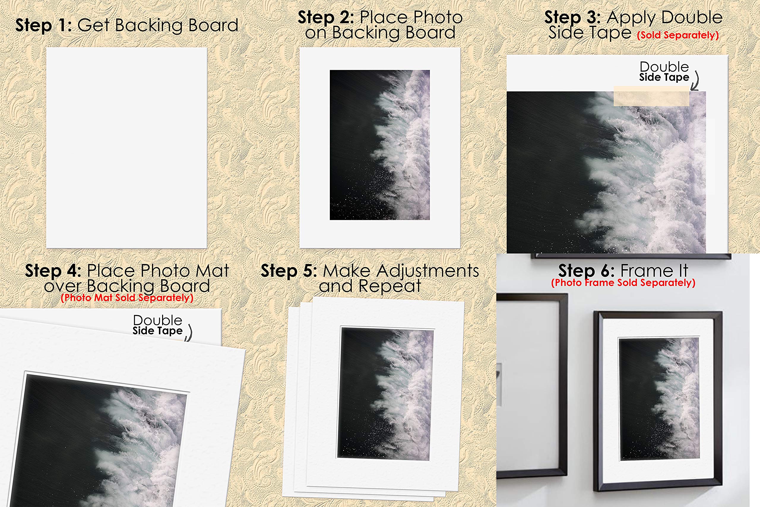 Golden State Art, 16x20 Picture Mat Matte Backerboards for Framing. Pack Contains 50 Backing Boards (White, 50 Pack)