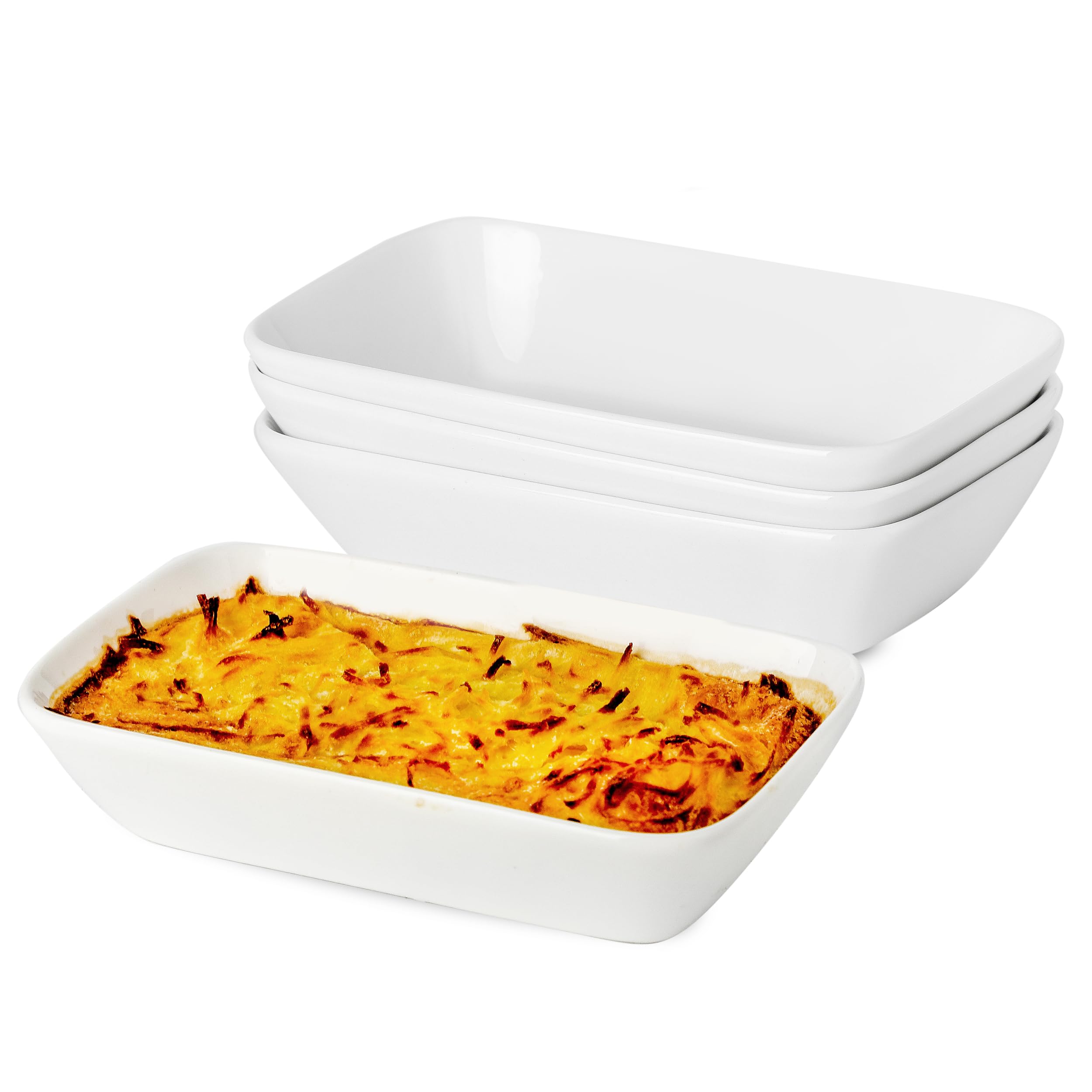XINLTC 13.5oz Ceramic Baking Dish Set of 4, 7×4.3 inch Rectangle Baking Dishes, Porcelain Ramekins Oven Safe, Creme Brulee Souffle Baking Ramekin Dishes, Small Baking Dish for Air Fryer