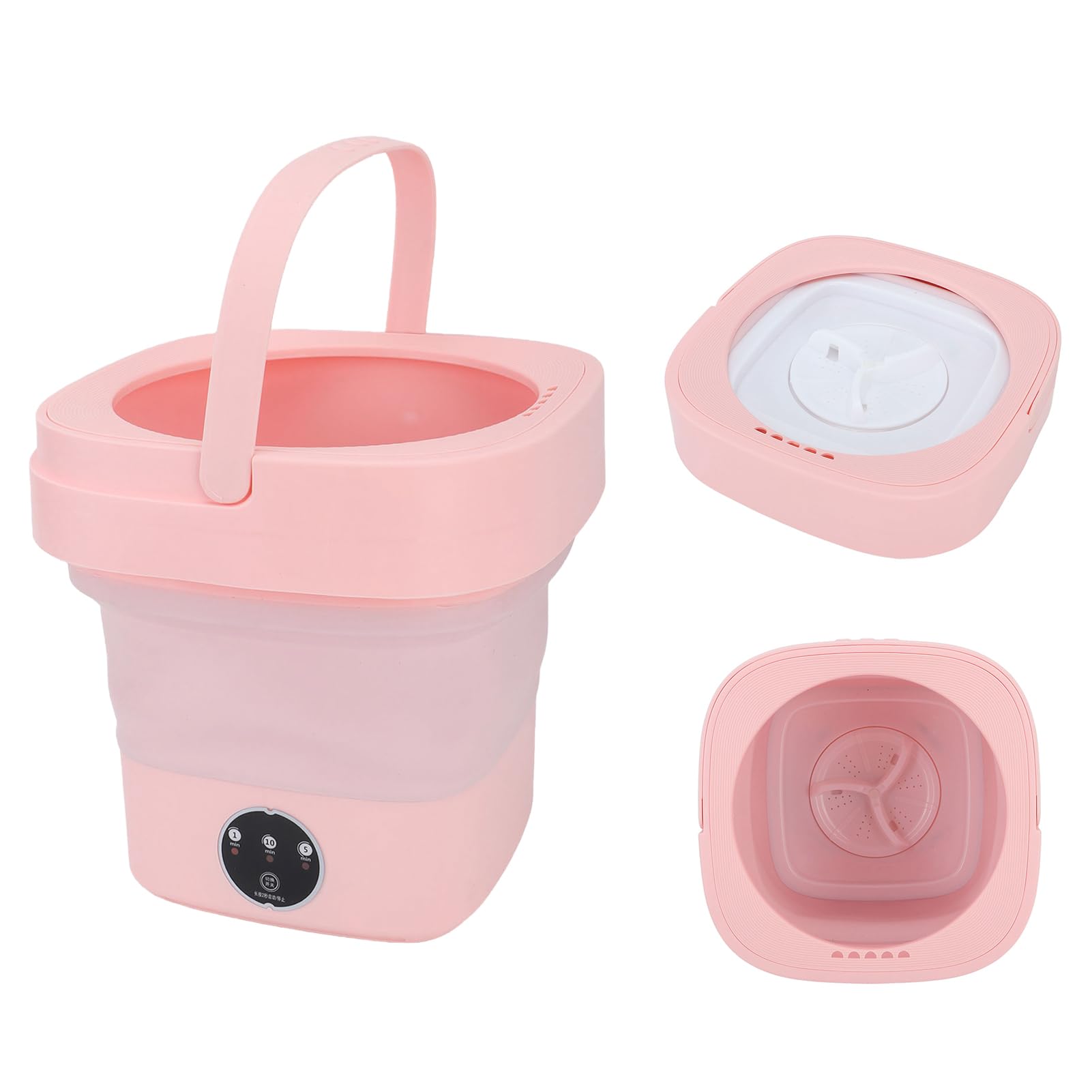 Gugxiom Portable Washing Machine, 6.5 Liters mini washing machinee, Foldable Washing Machine Supporting Clothes Dewatering for Dorms, Apartments, Traveling, etc. (Pink)