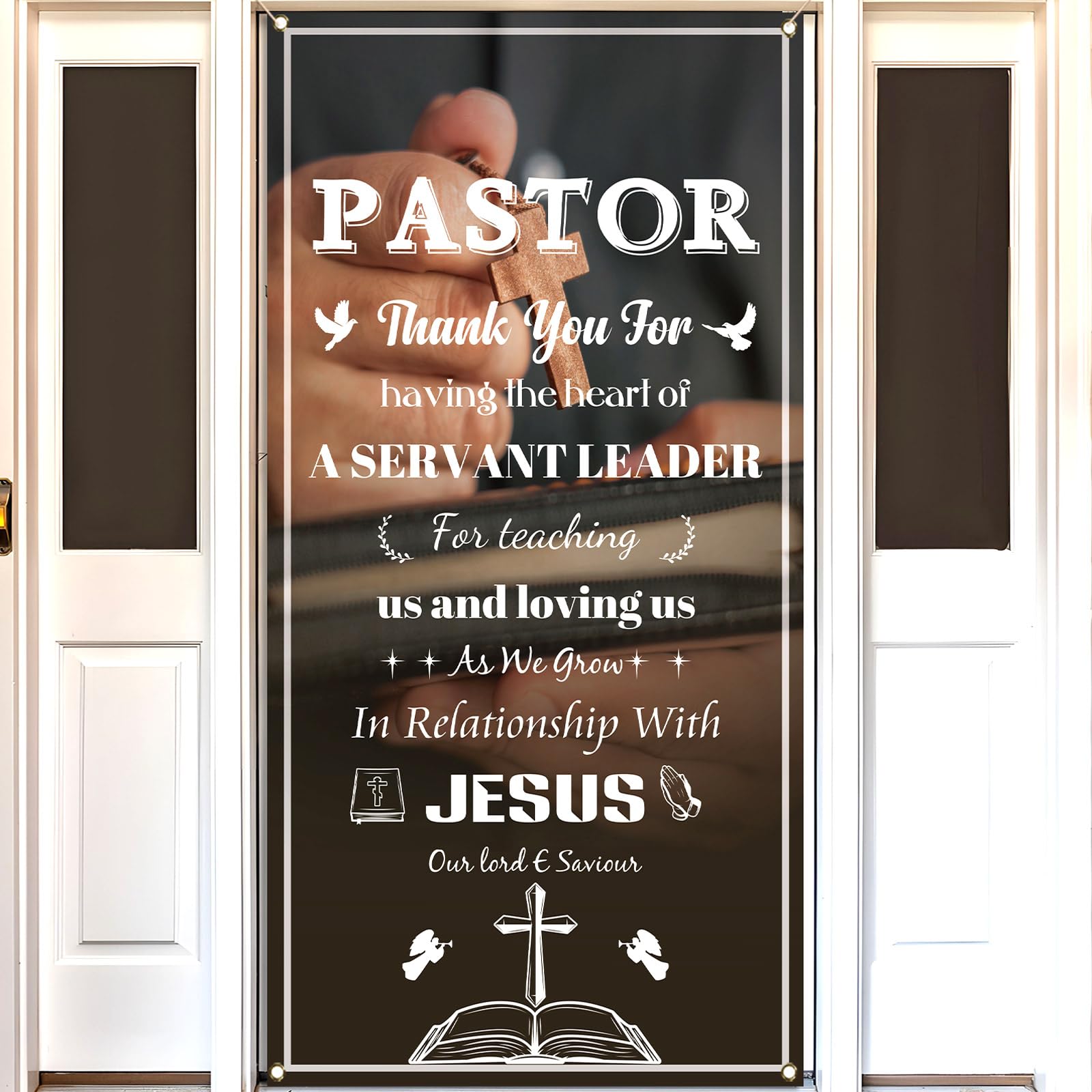 Buxiuer Pastor Appreciation Month Door Cover Thank You Pastor Sunday Clergy Day Church Decoration Indoor Outdoor Decor
