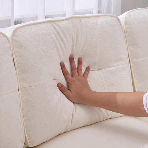 POULEII Sectional Sofa,Modern L-Shape Modular Sectional Sofa Sleeper Couch with Chenille Fabric and Gold-Plated Feet for Living Room, Apartment, Office,Creamy-White