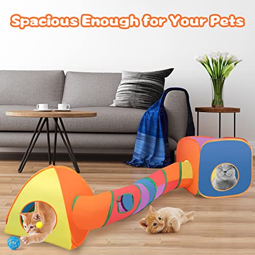 BWOGUE Bunny Tunnels & Tubes Collapsible Rabbit Hideout Tube and Foldable Cubes Playground Small Animal Activity Hideaway for Dwarf Rabbits Bunny Guinea Pigs Kitty