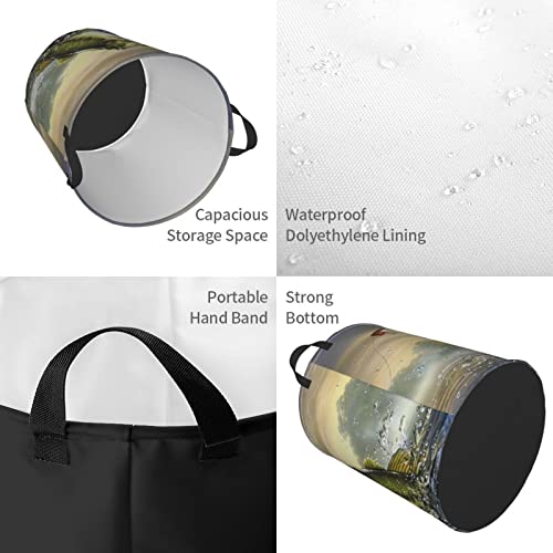 Duwrap Laundry Hamper Large Fish Bass Jumping Out Water Laundry Basket Bag With Lid Large Collapsible Laundry Cloth Washing Bin Household Organizer Bags Toy Storage Baskets For Bedroom Closet