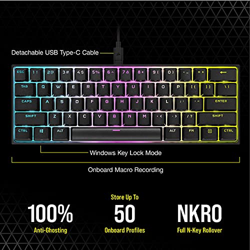 Corsair K65 RGB Mini 60% Mechanical Gaming Keyboard - Cherry MX Speed - Black (Renewed)
