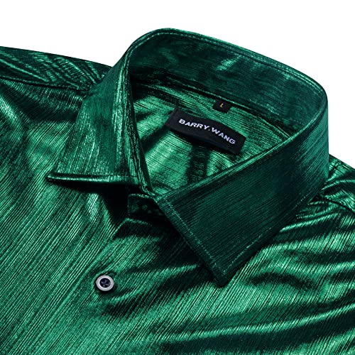 Barry.Wang Shirts for Men Fancy Long Sleeve Dress Shirt Shiny Button Sequin Regular Fitted Shirts