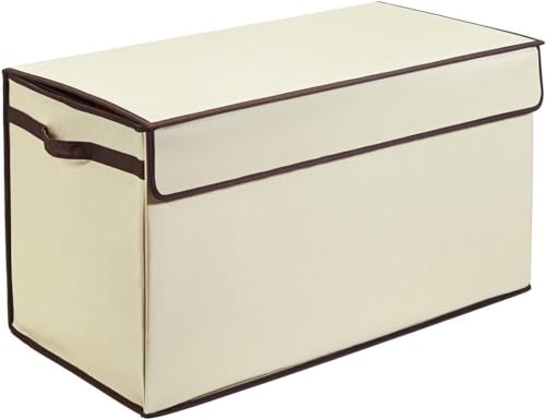 Great Useful Stuff G.U.S. Large Collapsible Toy Box | Toy Organizers, Storage bin, basket with Lid | Sturdy 600D Polyester Toy Chest | Durable, Storage Box for Kids’ Playroom | 30"x16"x16" (Ivory)