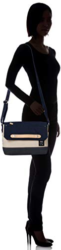 Moz Shoulder Bag, Lightweight, Water Repellent, Cover, Flap, Messenger, Navy x Off-White