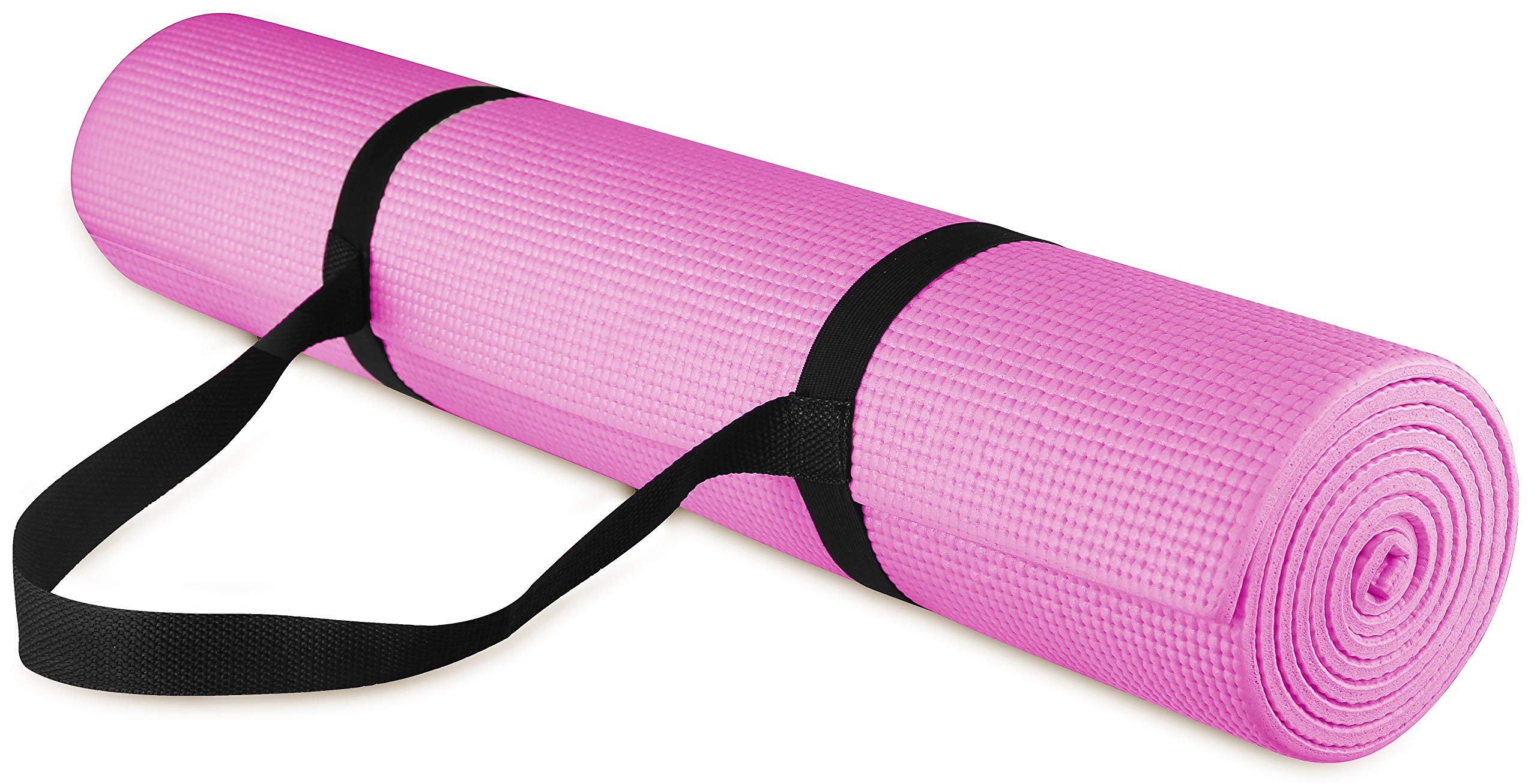 BalanceFrom Everyday Essentials 1/4-Inch All Purpose High Density Non-Slip Exercise Yoga Mat with Carrying Strap, Pink