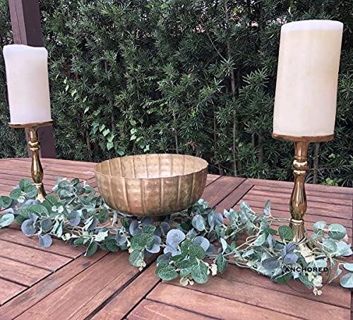 ANCHORED DECOR Artificial Eucalyptus Garland Vine comes with Fairy Led Lights Wedding Backdrop Arch Wall Decor Home Garden Greenery Garland Eucalyptus Leaves