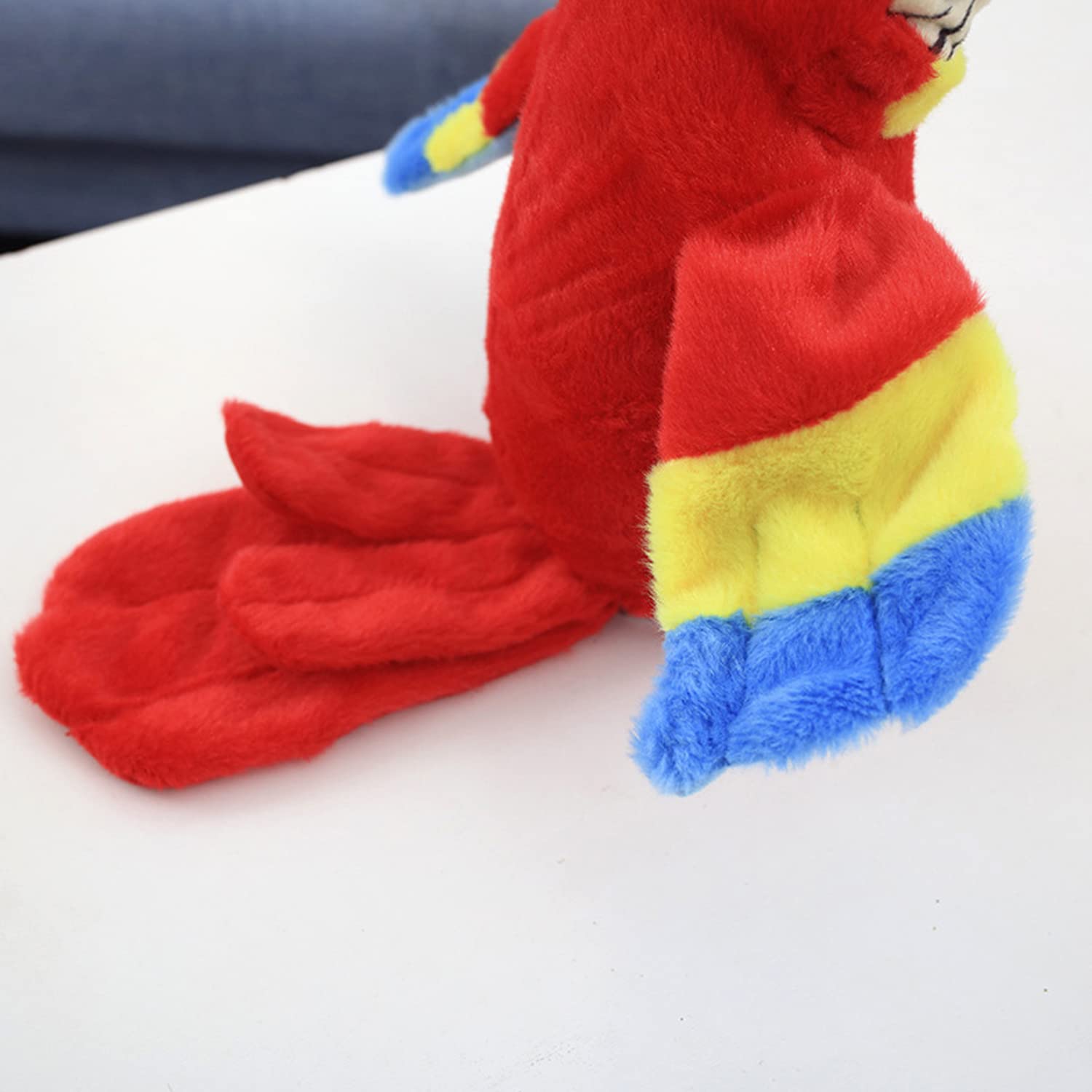 Kuchung Talking Parrot Repeat What You Say Stuffed Animal Plush Toy Macaw Funny Learning Good Electronic Record Animated Bird Shake Wings Speaking Pet Interactive Toys, Red