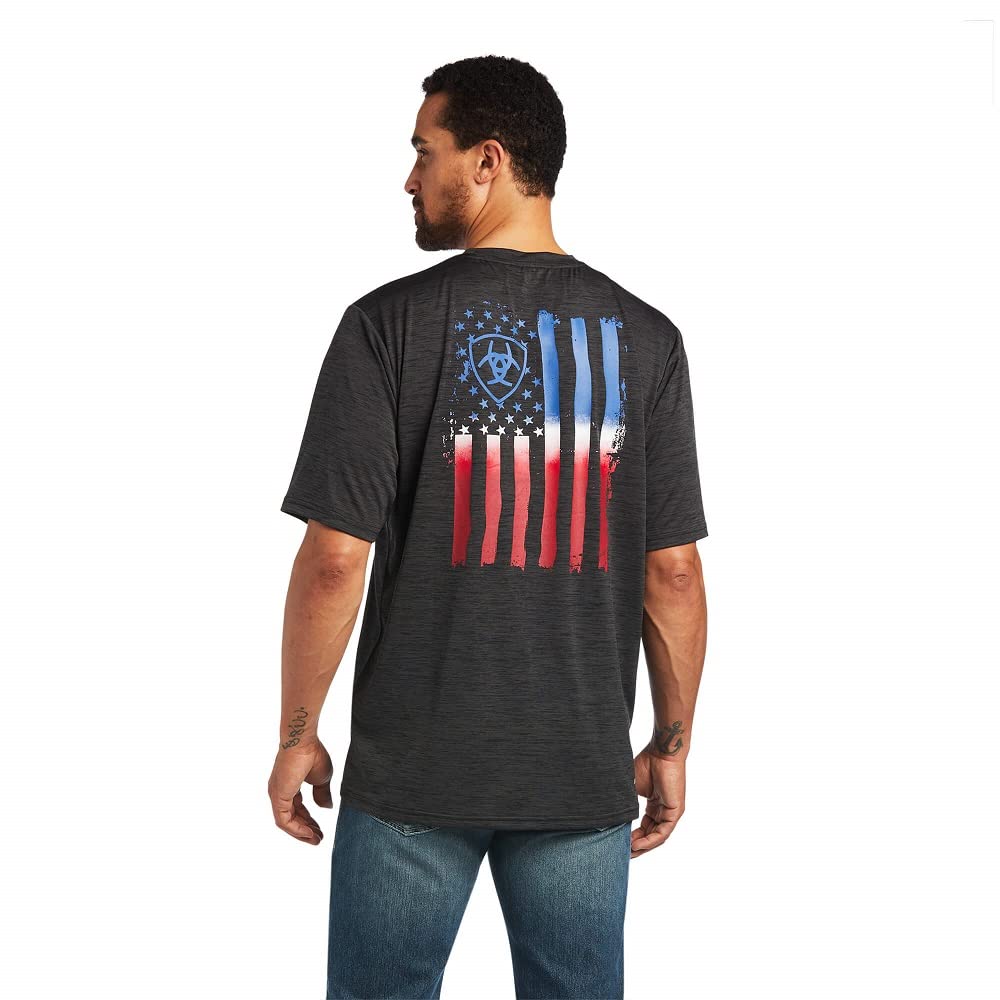 Ariat Men's Charger Vertical Flag Tee (X-Large, Echo Gray)